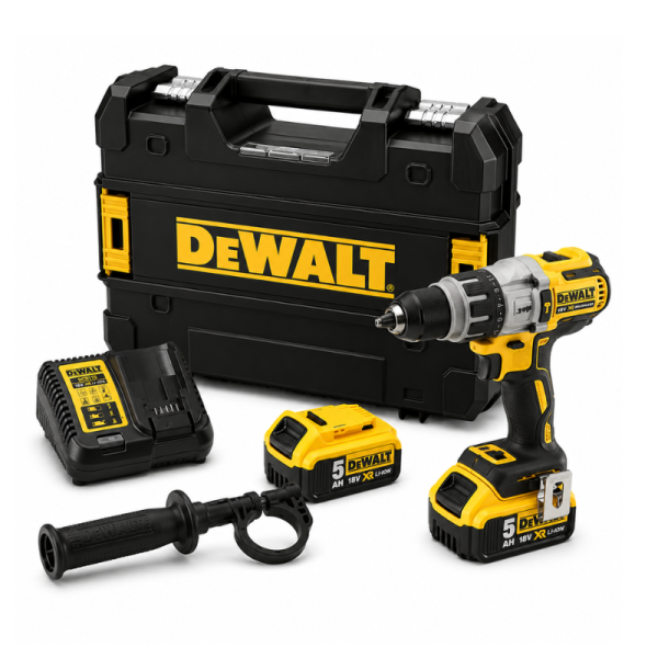 DeWalt XR Brushless Premium Hammer Drill Driver – 18V – 2 x 5Ah Batterie...